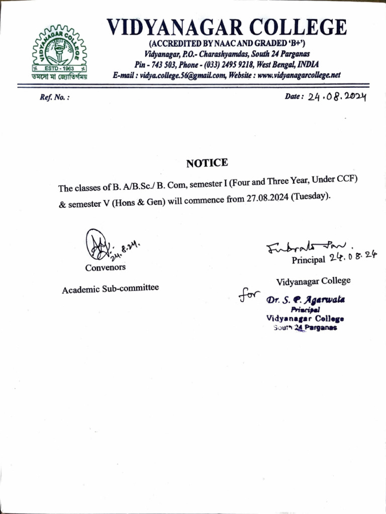 SEM I and V Class Notice | PDF