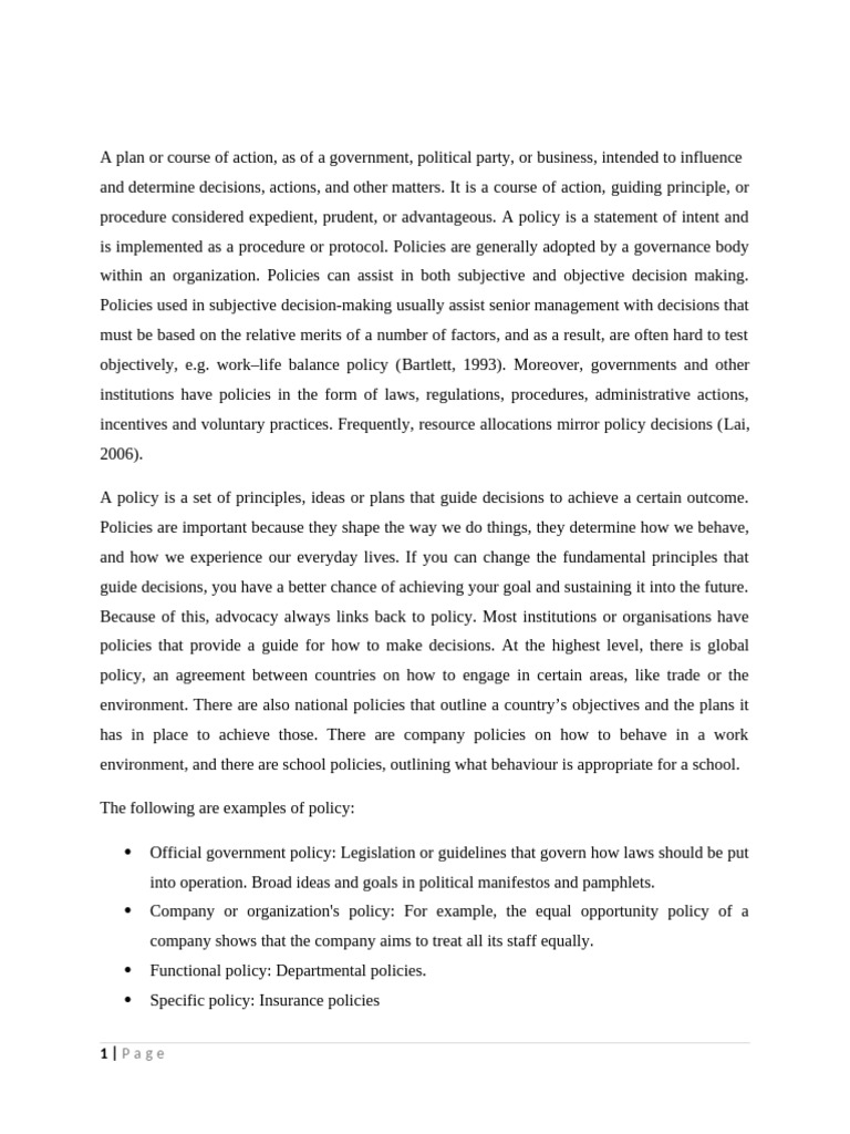 Policy Assignment Three | PDF