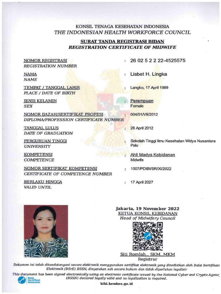 Surat Tanda Registrasi Bidan | PDF