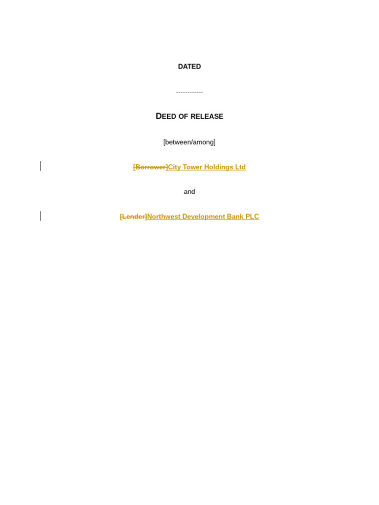Resource - Template Deed of Release | PDF