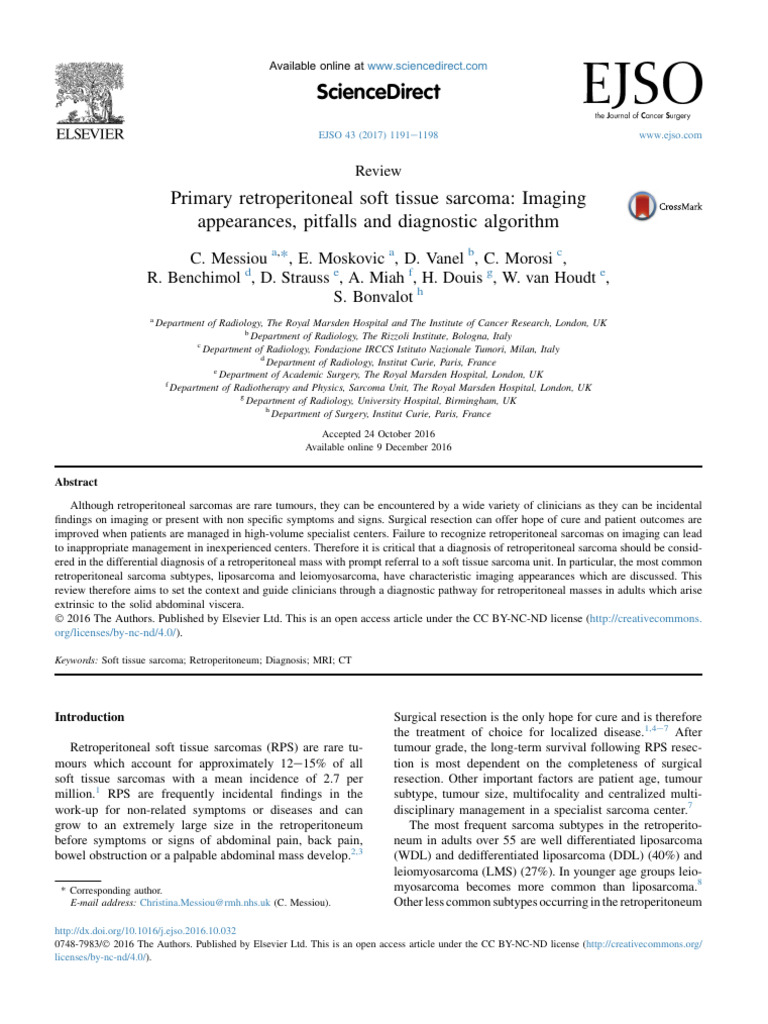 Sarcoma Retroperitoneal Primario de Tejido Blando | PDF