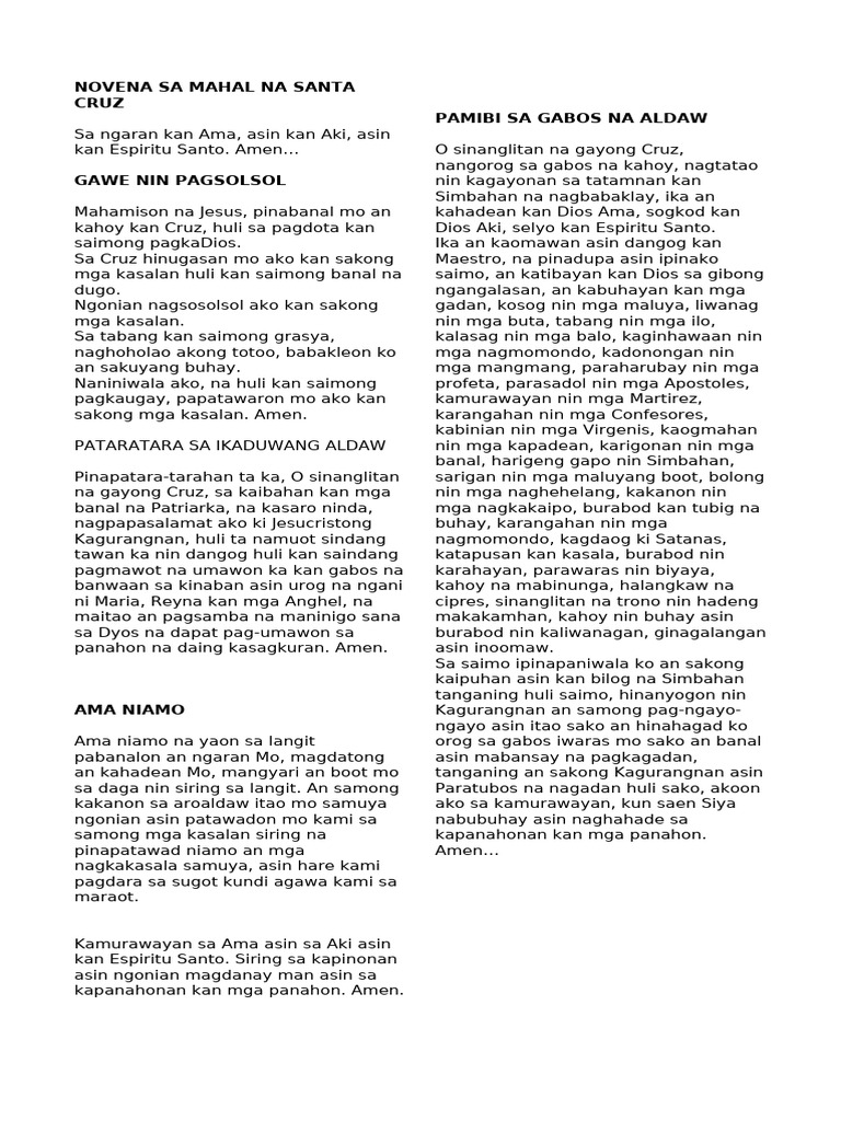 Novena Sa Mahal Na Santa Cruz | PDF