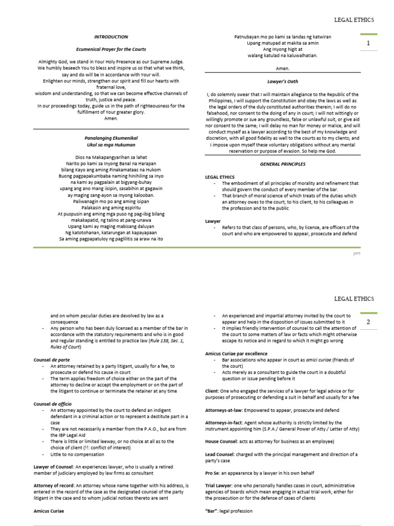 Basic Legal Ethics Notes | PDF