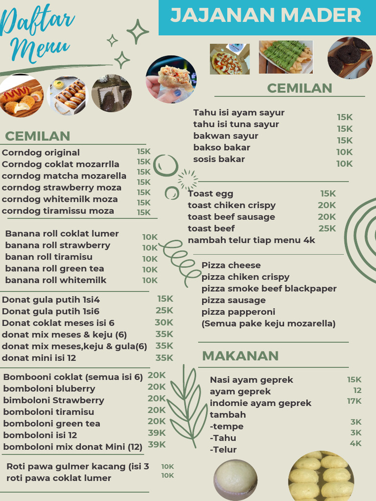Hijau Krem Pastel Estetik Minimalis Sederhana Daftar Menu Dokumen A4 ...