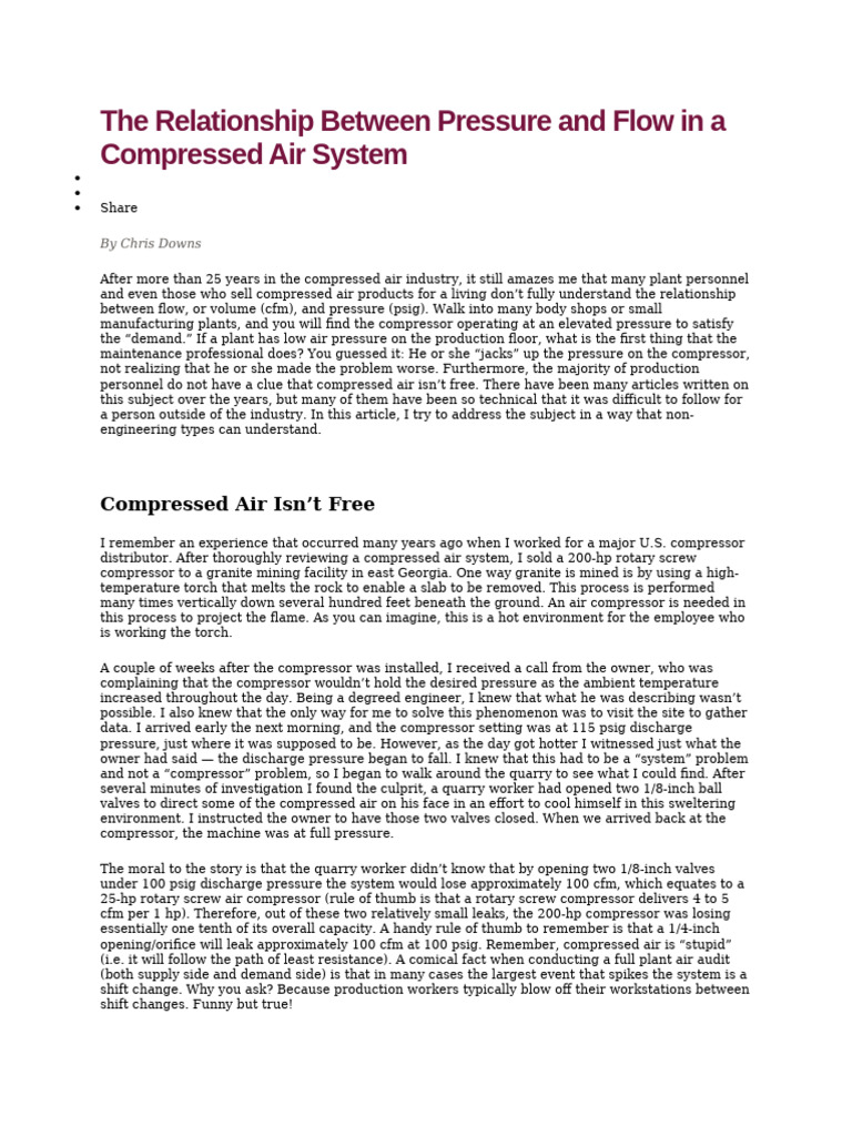 Relationship Between Pressure and Flow | PDF