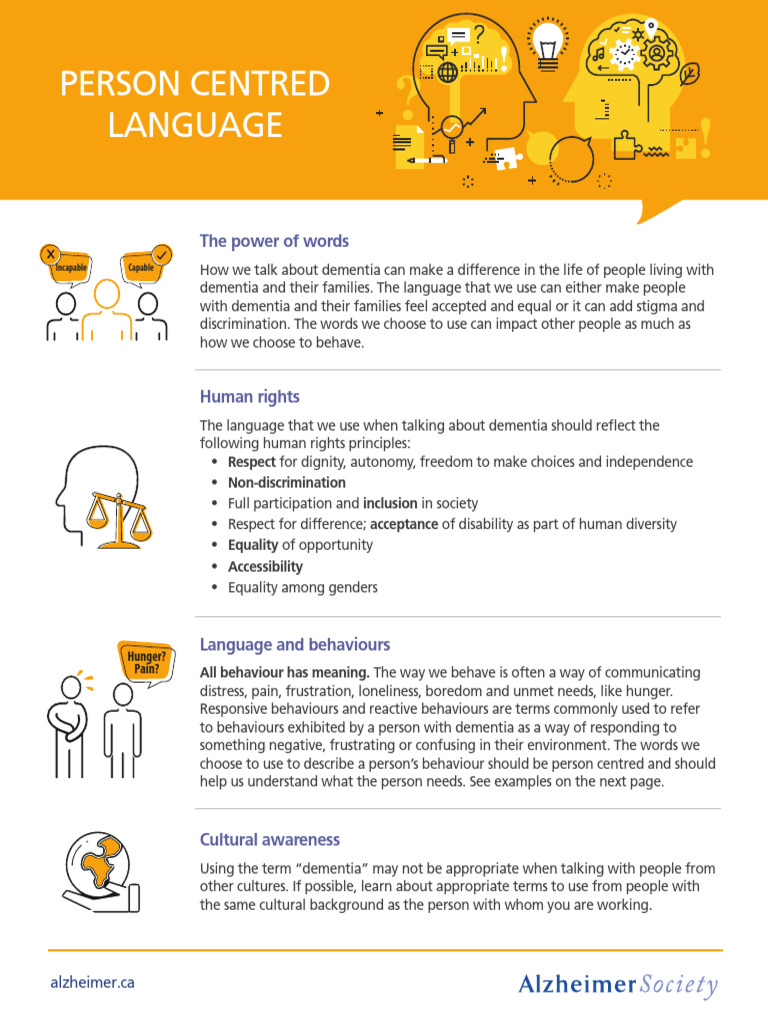 Person Centred Language Guidelines - One Pager | PDF