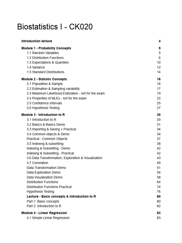 CK020 Biostatistics I | PDF