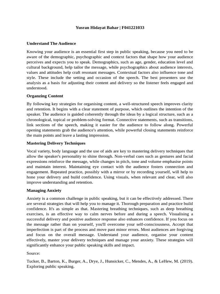 Public Speaking | PDF