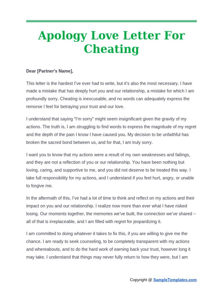 Apology Love Letter For Cheating | PDF