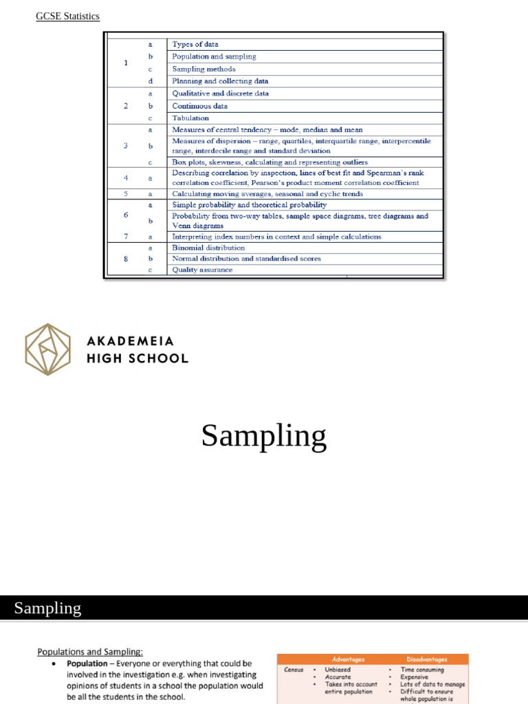 Gcse Statistics Sampling Pdf