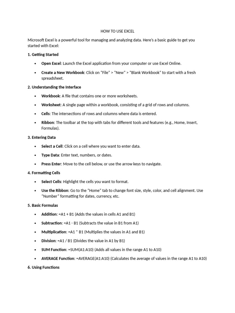 How To Use Excel | PDF