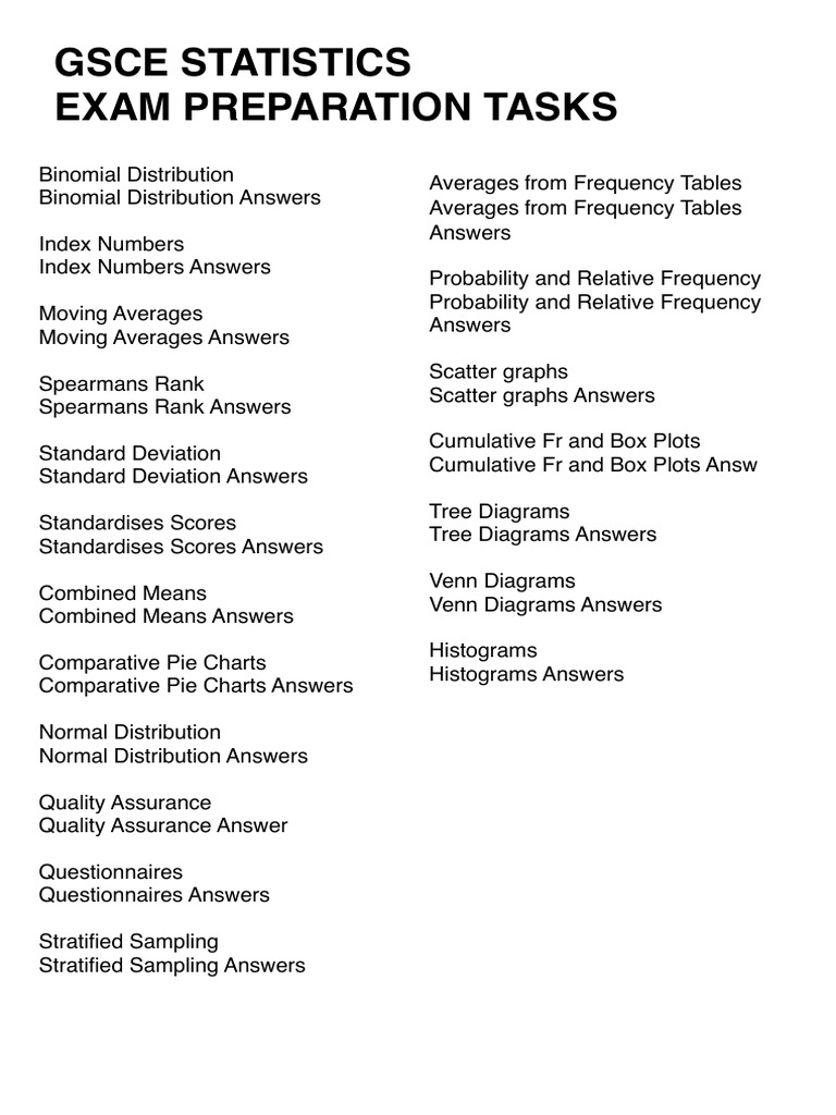 Statistics GSCE Exam Preparation | PDF