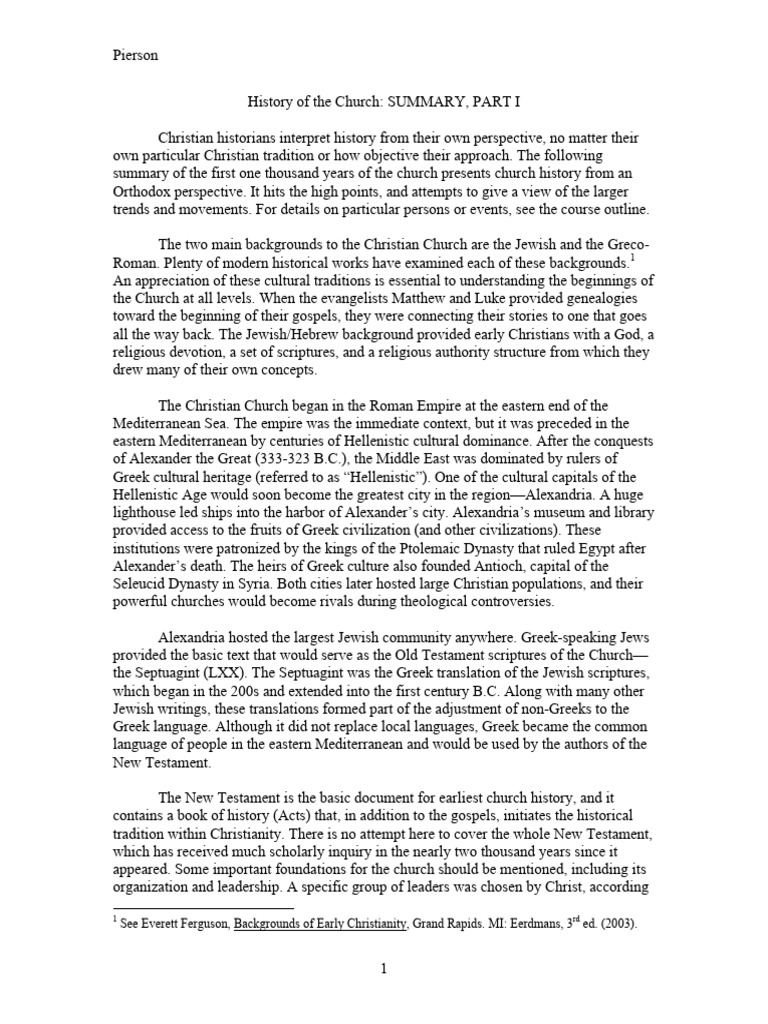 Church History To 1054 | PDF