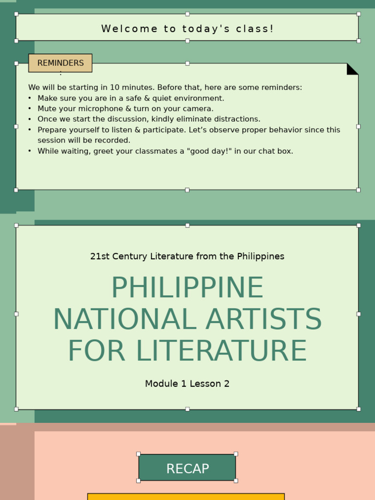 21stCLit M1L2 Philippine Nat'l Artists For Lit | PDF