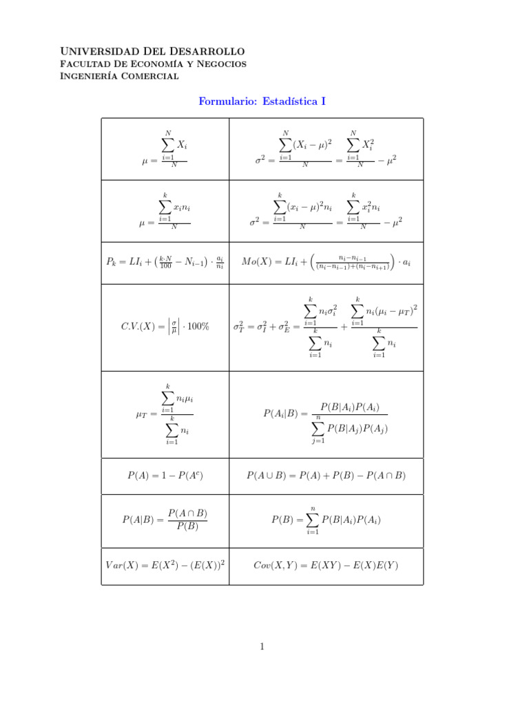 Formulario Estadisticas 1 | PDF