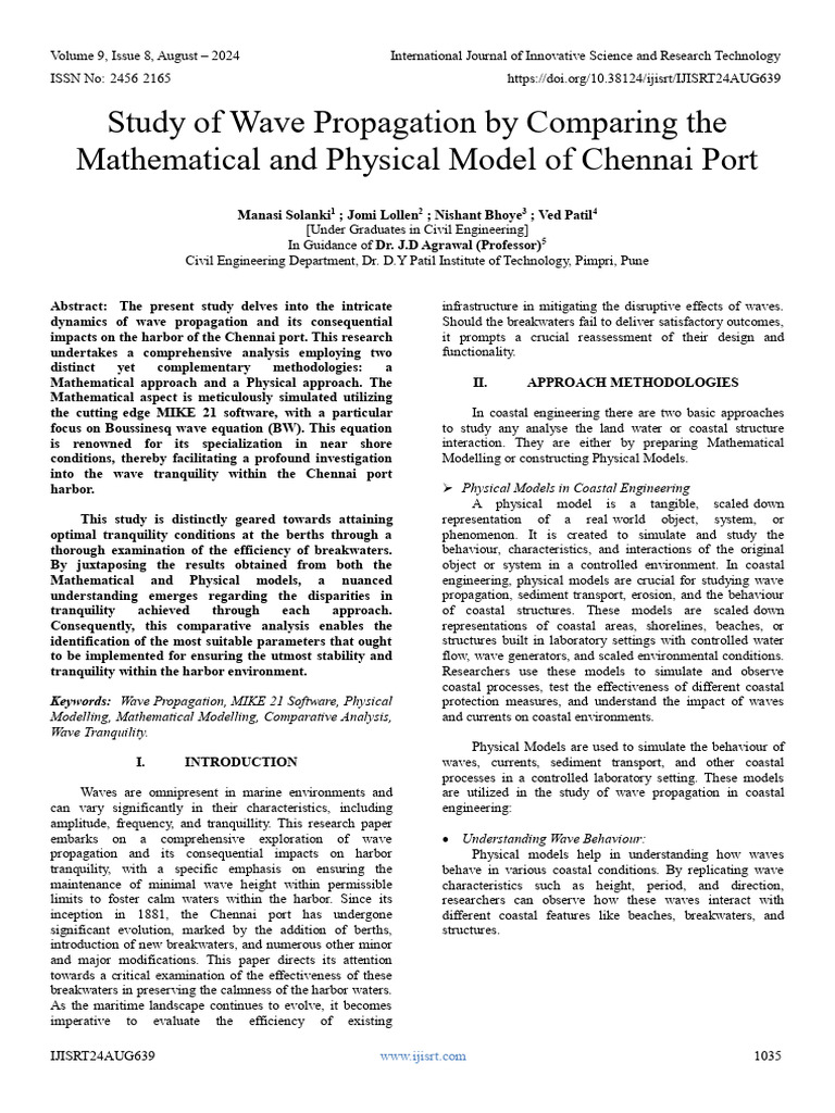 Study of Wave Propagation by Comparing The Mathematical and Physical Model of Chennai Port | PDF