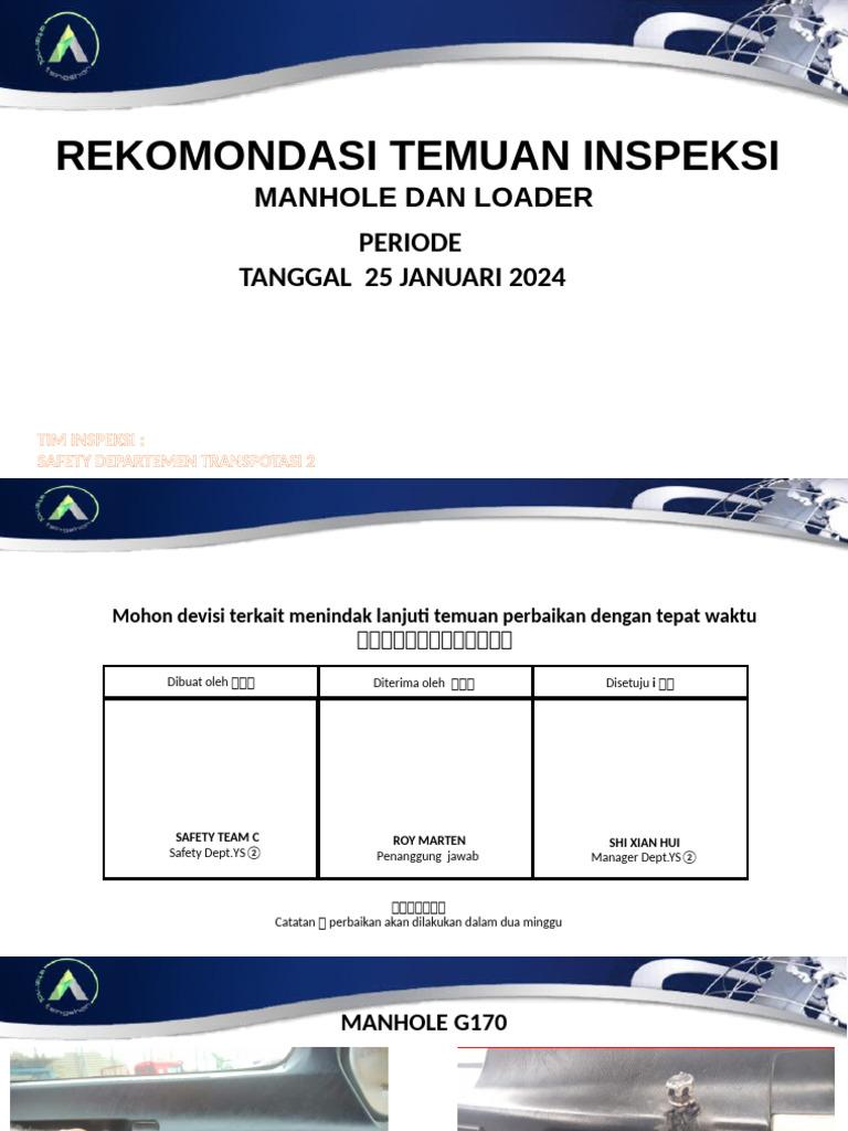 Inspeksi Unit Manhole Dan Loder 25-01-2024 | PDF