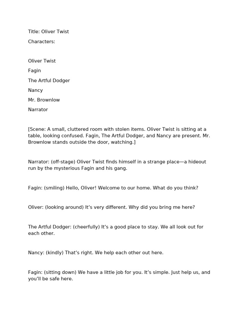 Oliver Twist Story | PDF