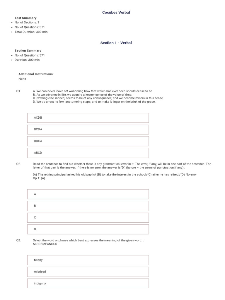 Cocubes Verbal Q | PDF