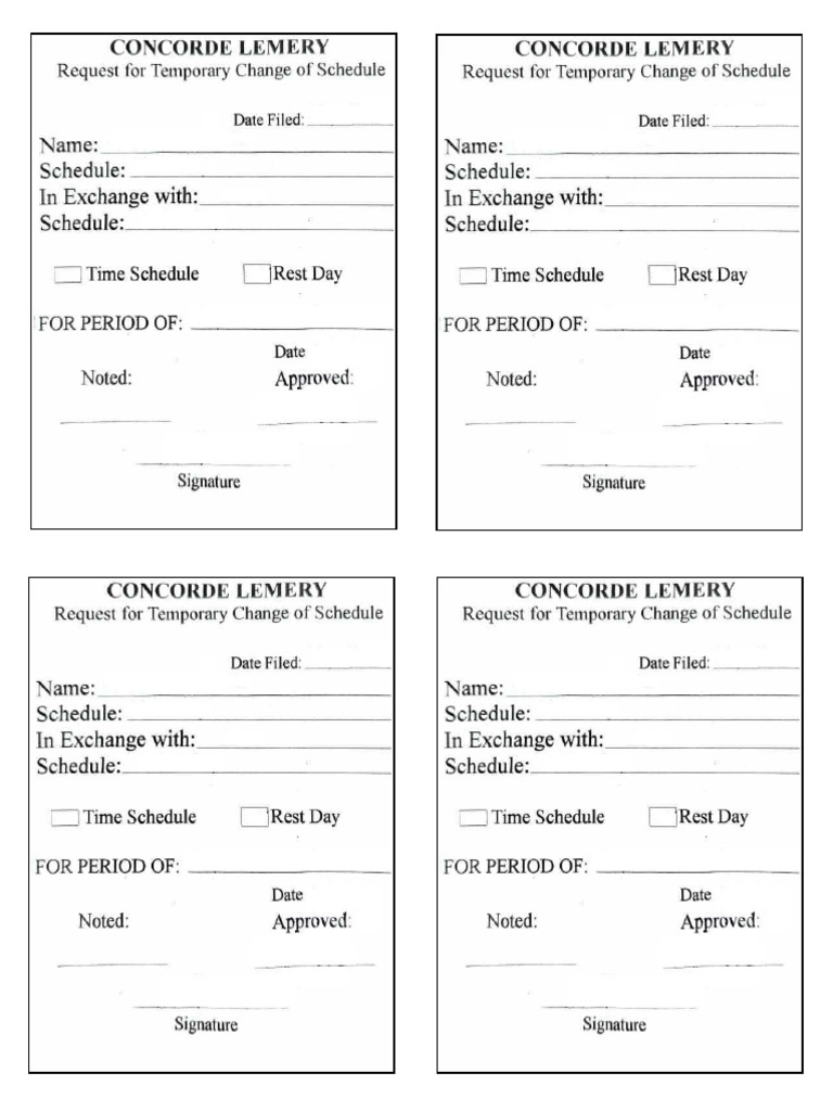 Request For Temporary Change Schedule | PDF