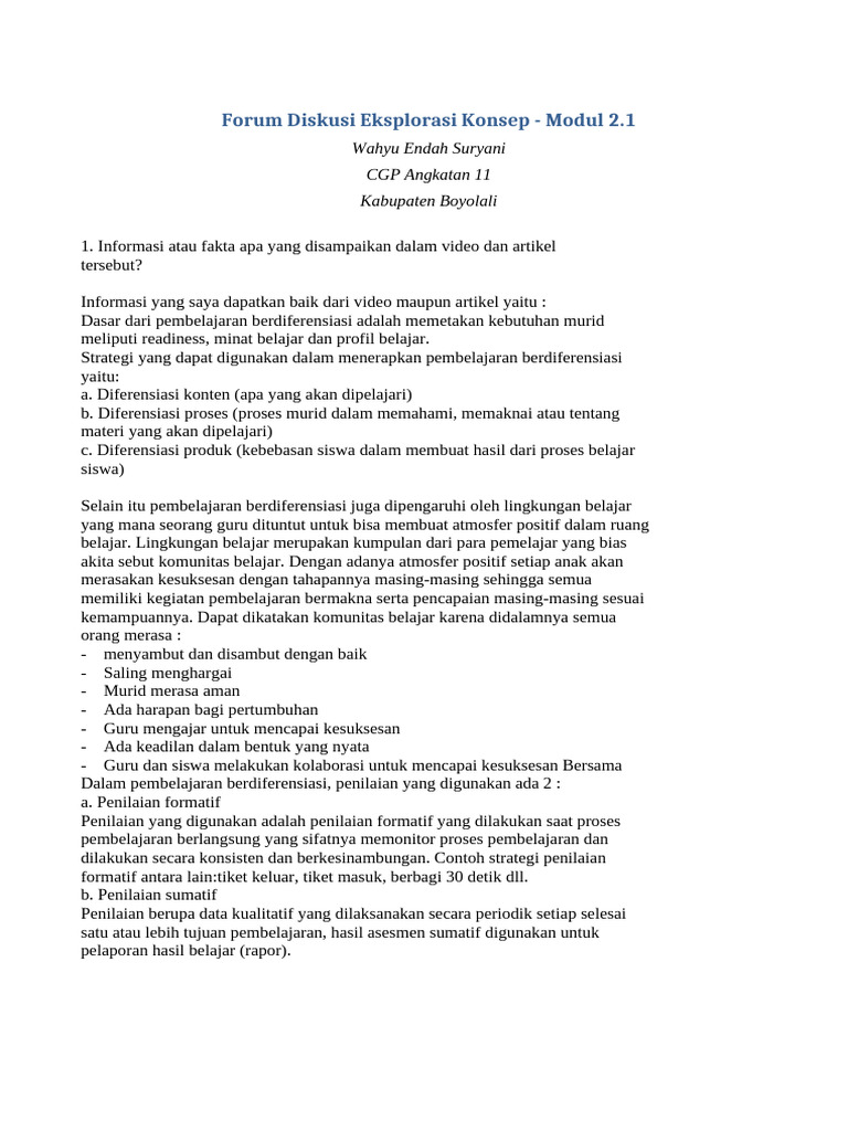 Forum Diskusi Eksplorasi Konsep Modul 2 1 | PDF