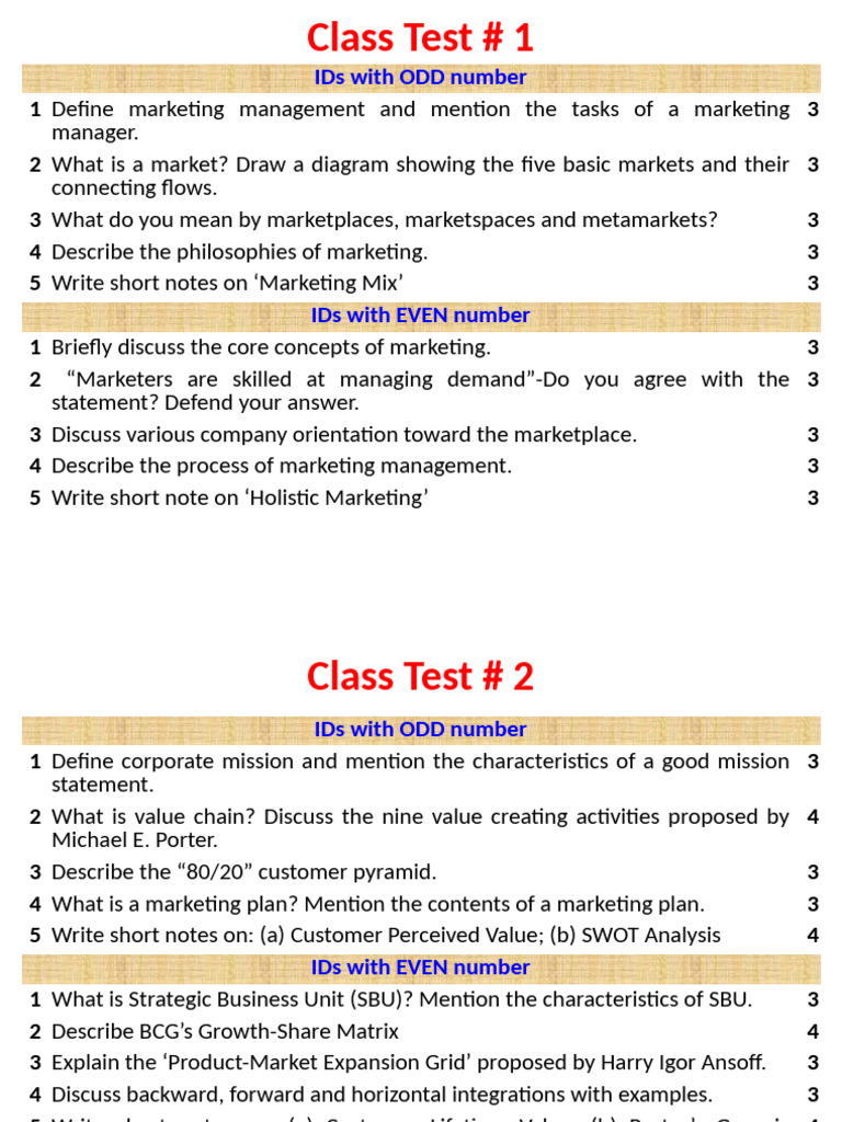 Class Test-1,2,3,4,5 | PDF