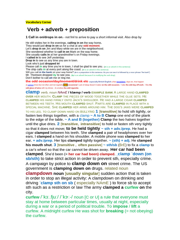 Vocabulary Corner | PDF