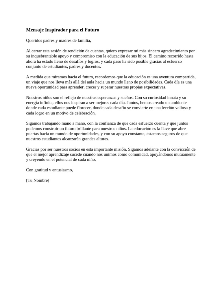 Mensaje Inspirador para El Futuro | PDF