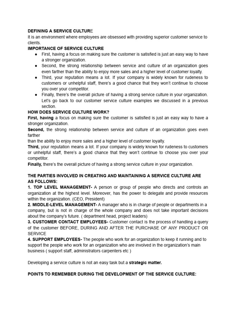 Service Culture | PDF