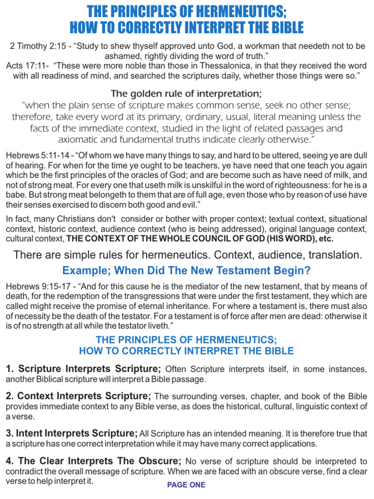 The Principles of Hermeneutics | PDF