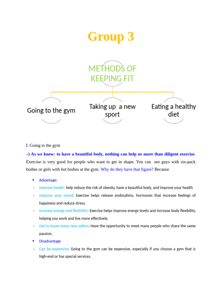 Group 3 Methods of Keeping Fit | PDF