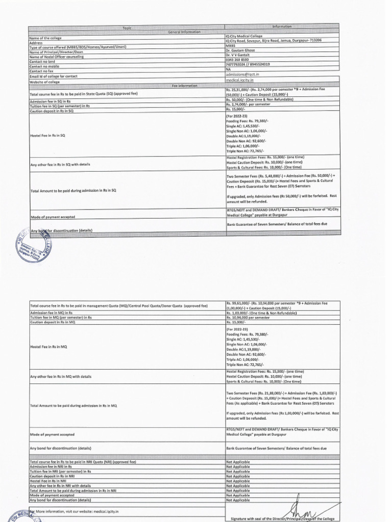 Fees Structure 2022 2023 NEET UG 2022 | PDF