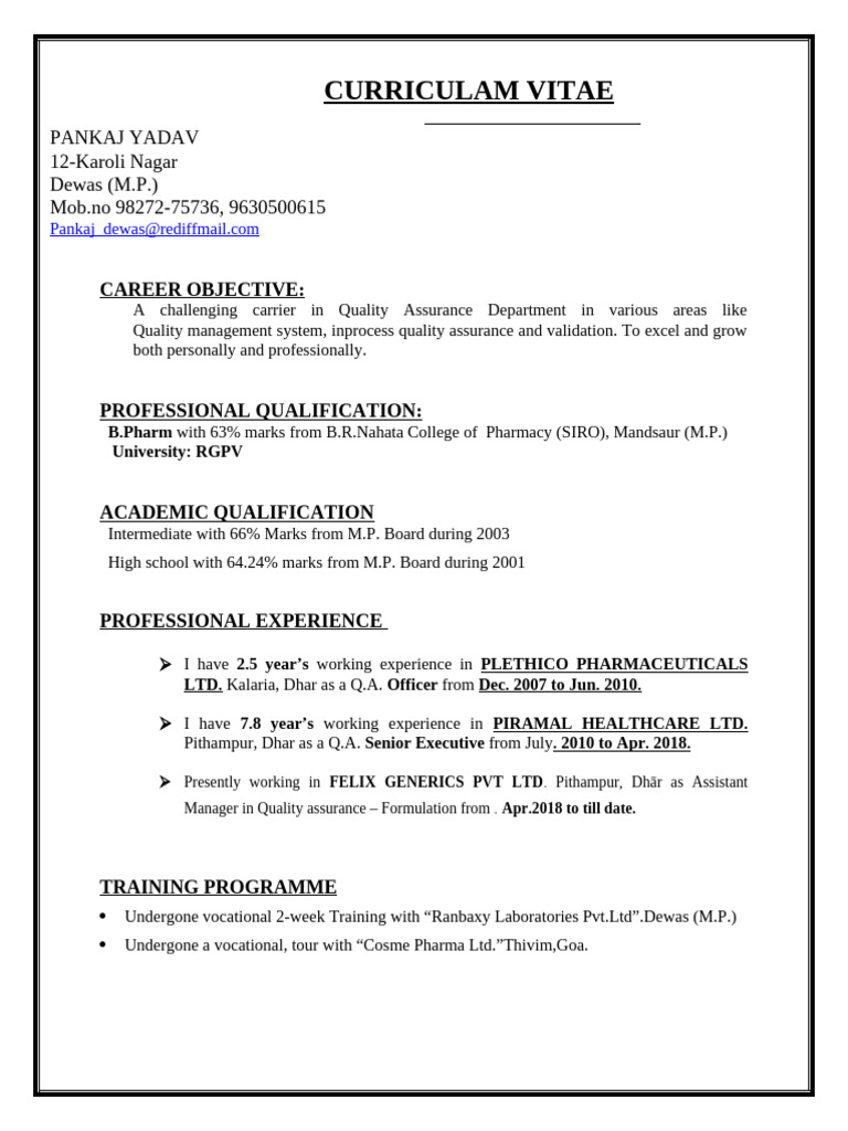 Resume Pankaj | PDF