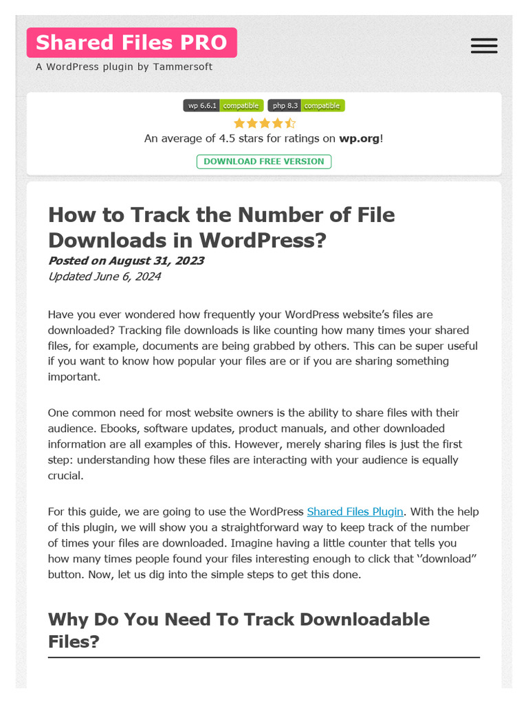 How To Track The Number of File Downloads - Shared Files PRO | PDF