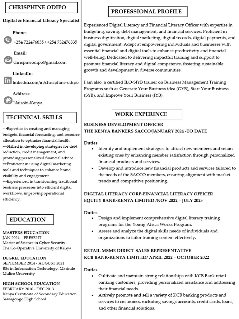 Chrispphine Odipo Resume | PDF