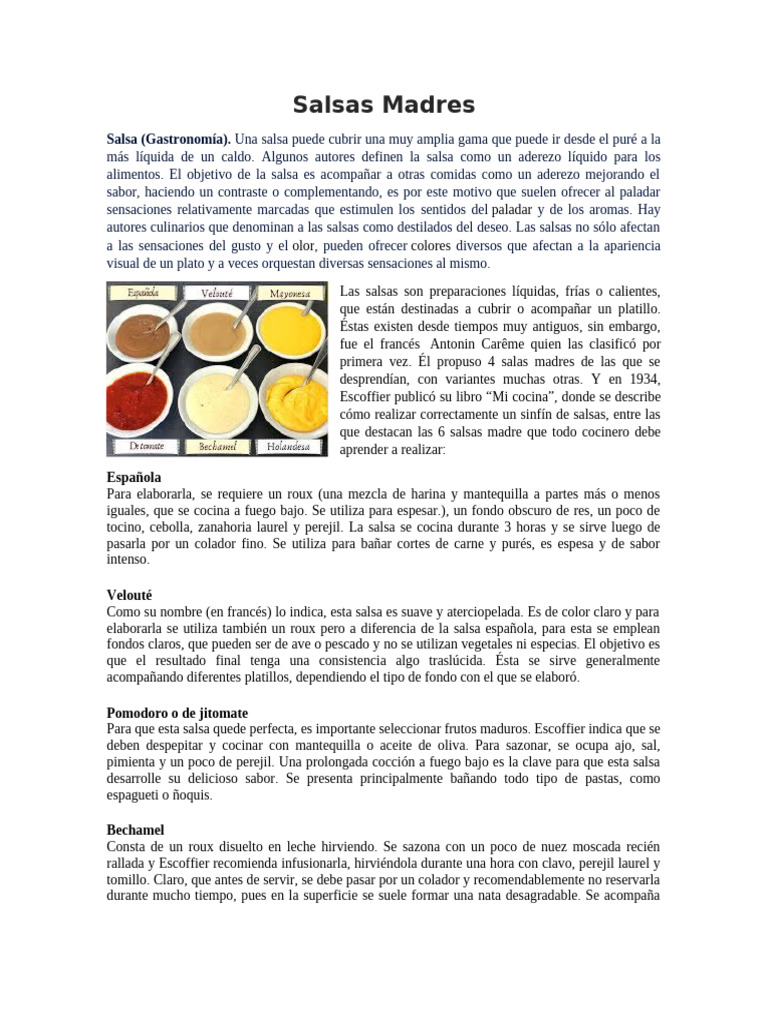 Salsas Madres | PDF | Salsa | Mayonesa