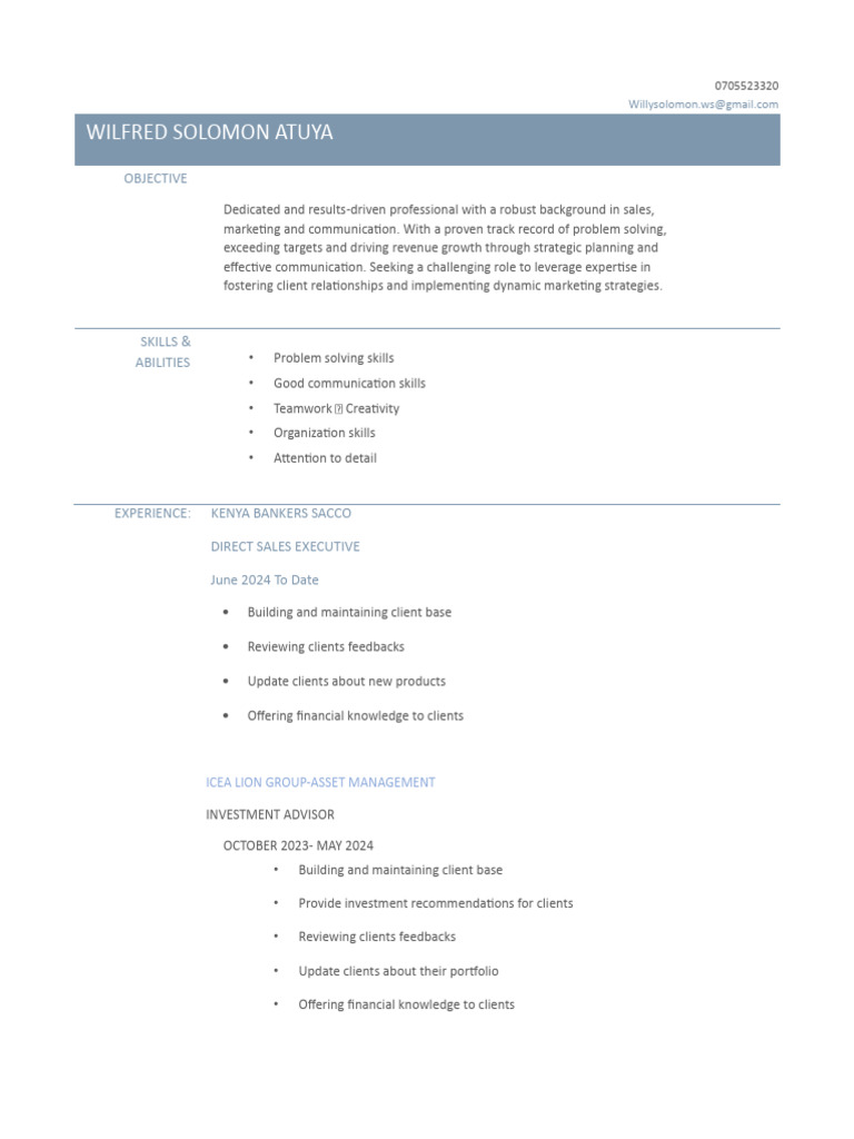 Atuya Resume | PDF