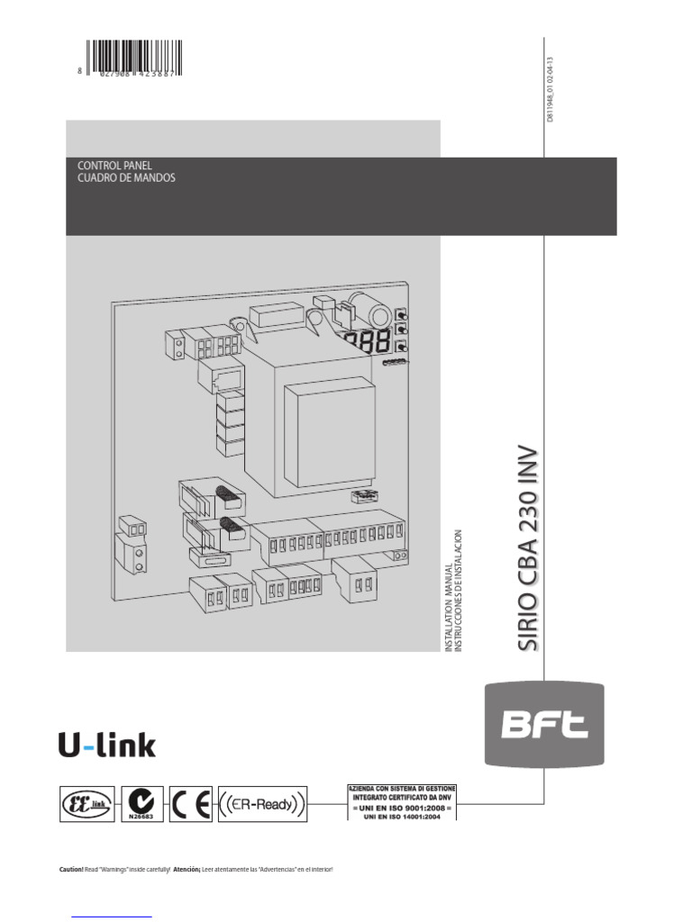 Control Panel Sirio - Cba - 230 - Inv | PDF