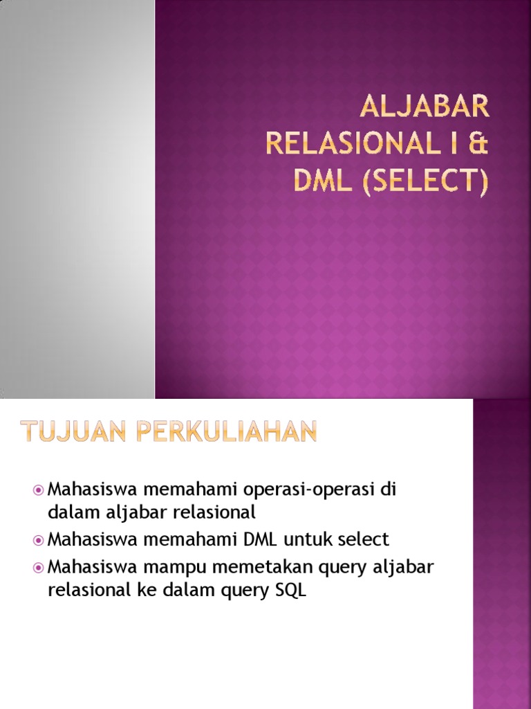 Aljabar Relasional I & DML (Select) | PDF | Komputer