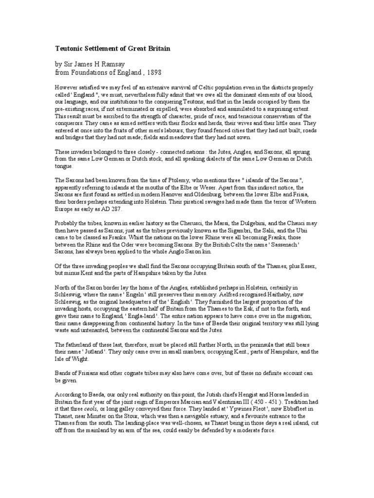 The Anglo-Saxon Settlement of Britain: A Detailed Account of the ...