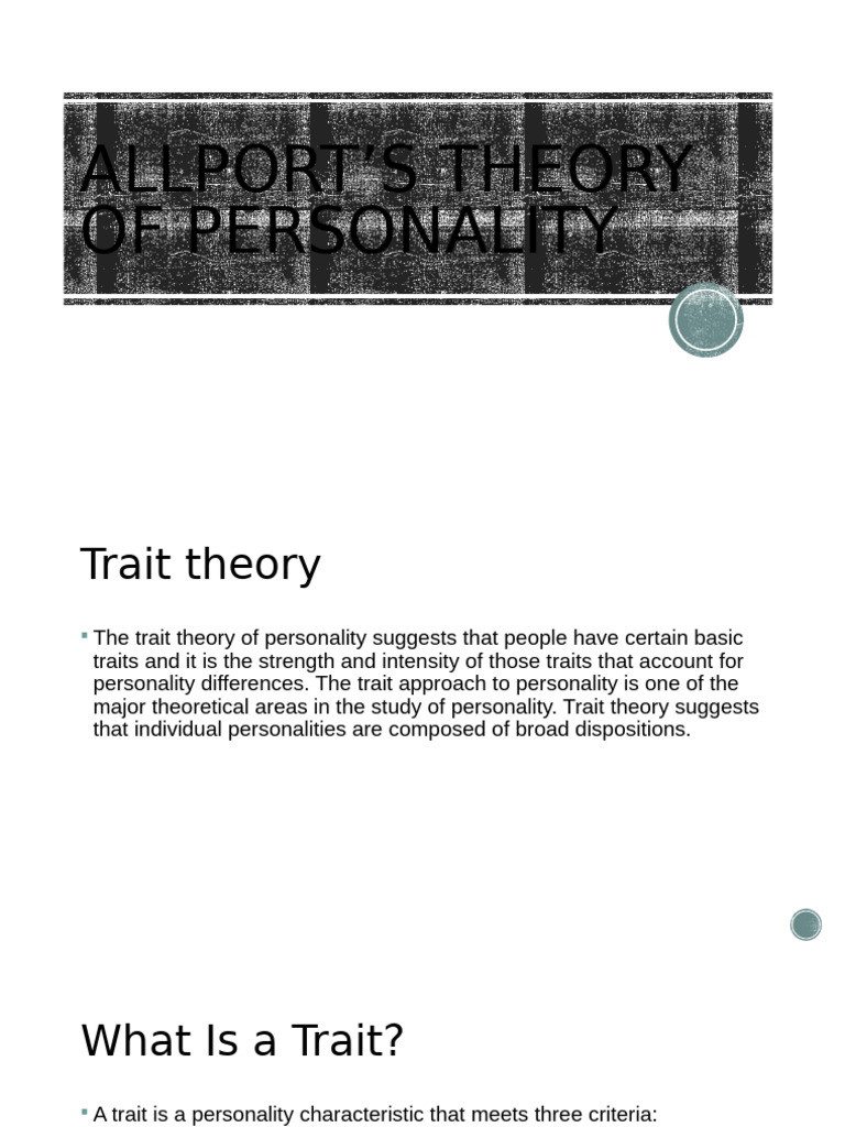 Allport's Theory of Personality | PDF