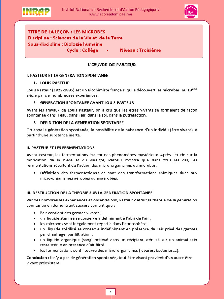 SVT - 3me - Les Microbes 1re Partie | PDF