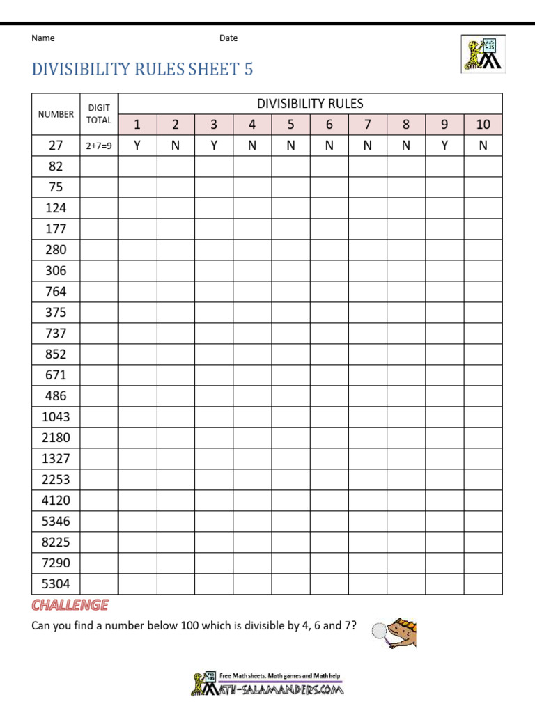 divisibility-rules-worksheet-5 | PDF