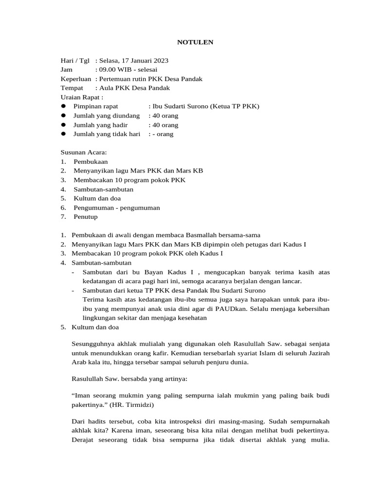 NOTULEN PKK 2023 new | PDF