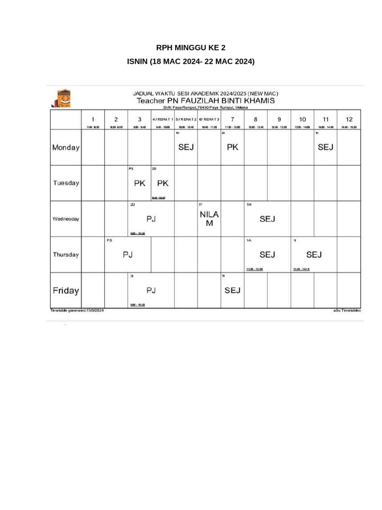 RPH Minggu 2 2024-2025 | PDF