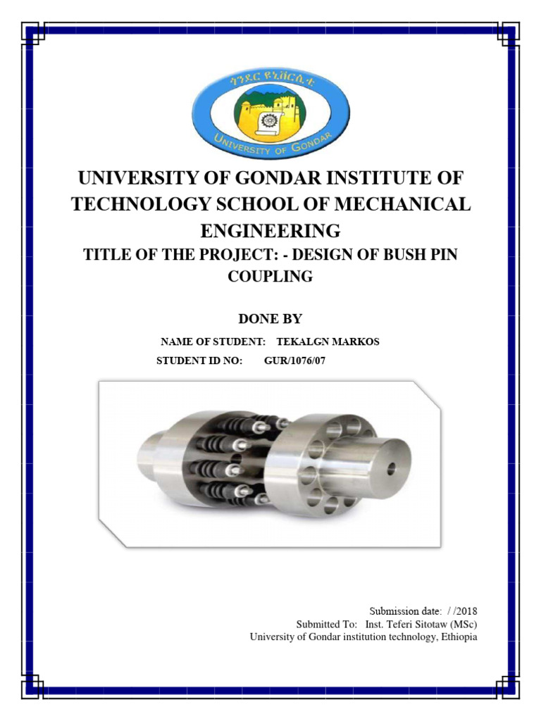 University of Gondar Institute of Techno | PDF | Mechanical Engineering ...