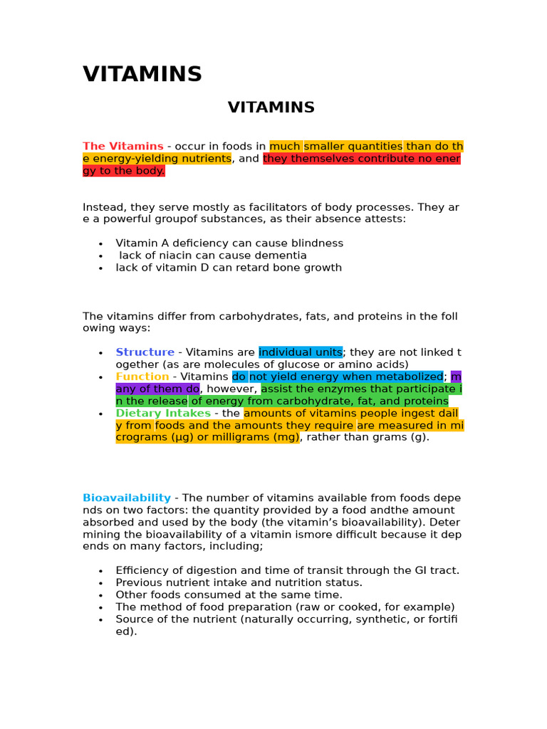 VITAMINS | PDF