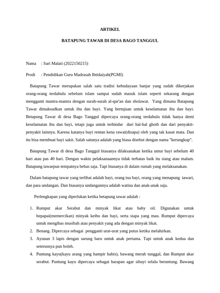 ARTIKEL BATAPUNG TAWAR MELATYCHAN-WPS Office | PDF