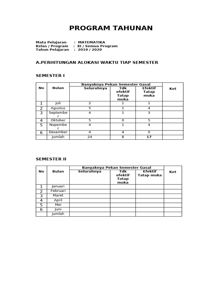 PROta MAPEL MATE XI K13 SMK COKRO GANJIL 2019 | PDF