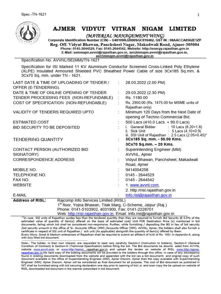 Spec1621 AVVNL | PDF